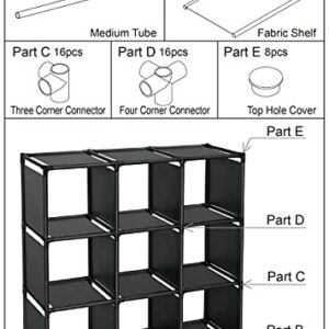 FIDUCIAL HOME 9 Cubes Storage Organizer, Sturdy Metal Frame, Black