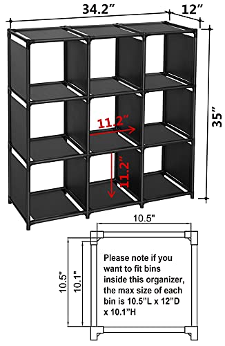 FIDUCIAL HOME 9 Cubes Storage Organizer, Sturdy Metal Frame, Black