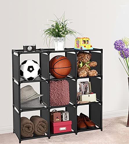 FIDUCIAL HOME 9 Cubes Storage Organizer, Sturdy Metal Frame, Black