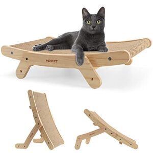 honcet cat scratcher, cardboard cat scratcher with solid wood frame are more durable, reversible cat furniture, 5 in 1 cat scratchers for indoor cats of small medium size. (1 count (pack of 1)