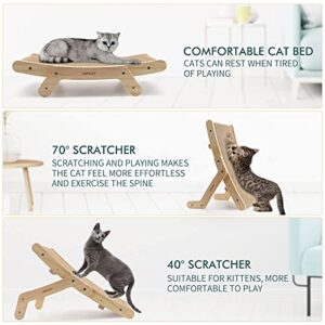 Honcet Cat Scratcher, Cardboard Cat Scratcher with Solid Wood Frame are More Durable, Reversible Cat Furniture, 5 in 1 Cat Scratchers for Indoor Cats of Small Medium Size. (1 Count (Pack of 1)