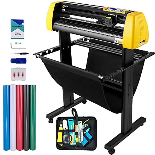 VEVOR Upgrade Vinyl Cutter Machine, 34 inch Paper Feed Cutting Plotter, Automatic Camera Contour Cutting LCD Screen Printer w/Stand Adjustable Force and Speed for Sign Making Plotter Cutter