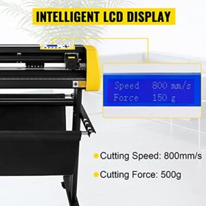 VEVOR Upgrade Vinyl Cutter Machine, 34 inch Paper Feed Cutting Plotter, Automatic Camera Contour Cutting LCD Screen Printer w/Stand Adjustable Force and Speed for Sign Making Plotter Cutter