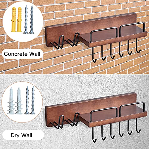 Key Holder for Wall, Key Hooks for wall, Wood Key Holder for Wall Decorative with 8 Key Hooks and A Floating Shelf, Key Rack Perfect for Rustic Home Decor