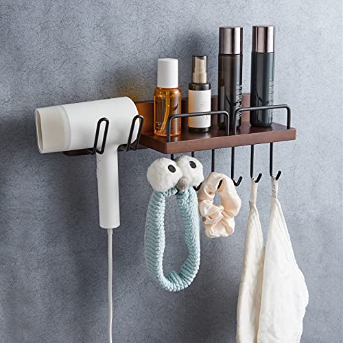 Key Holder for Wall, Key Hooks for wall, Wood Key Holder for Wall Decorative with 8 Key Hooks and A Floating Shelf, Key Rack Perfect for Rustic Home Decor