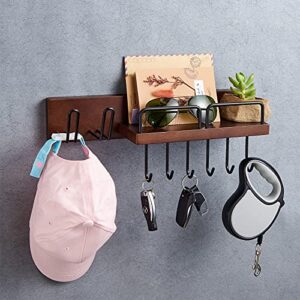 Key Holder for Wall, Key Hooks for wall, Wood Key Holder for Wall Decorative with 8 Key Hooks and A Floating Shelf, Key Rack Perfect for Rustic Home Decor