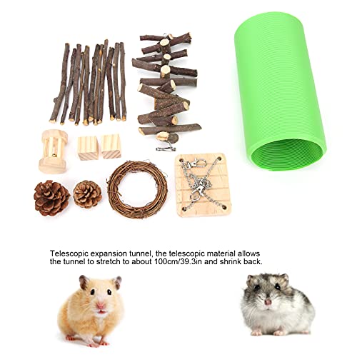 10 PCS Hamster Tunnel Toys Natural Wooden Hamster Toys Funny Play Toys Exercising Training Hideout Tunnels Toys