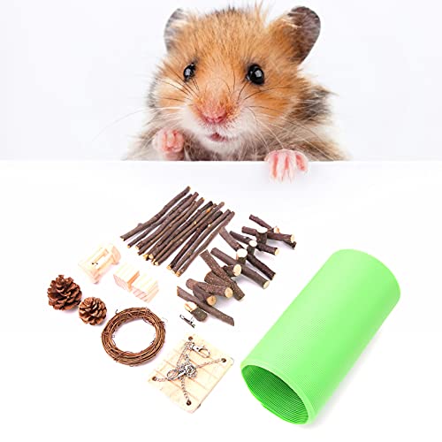 10 PCS Hamster Tunnel Toys Natural Wooden Hamster Toys Funny Play Toys Exercising Training Hideout Tunnels Toys