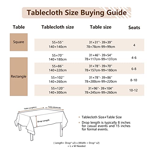 Laolitou Rustic Tablecloth Cotton Linen Waterproof Tablecloths Burlap Table Cloths for Kitchen Dining Cloth Table Cloth for Rectangle Tables Coffee Lines Rectangle,55''x70'',4-6 Seats