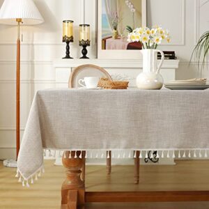 Laolitou Rustic Tablecloth Cotton Linen Waterproof Tablecloths Burlap Table Cloths for Kitchen Dining Cloth Table Cloth for Rectangle Tables Coffee Lines Rectangle,55''x70'',4-6 Seats