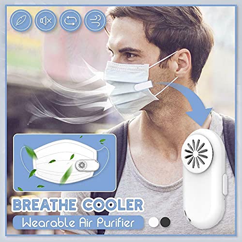 Personal Ionizer Air Purifier Wearable, Breathe Cooler Wearable Air Purifier, Wearable Clip-On Air Face Ma-sk Fan, USB Charging Bedroom Office Travel Air Purifier for Kids,Adults (White)