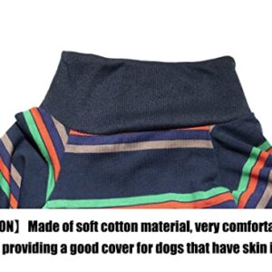 Size XS to 3XL, 2 Colors Dog Onesie Long Sleeve, Full Cover Pet Pajamas, Dog Plaid Shirt, Lightweight Dog Jumpsuit Striped Small