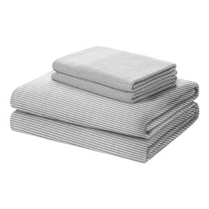 Dreamer's Nest Jersey Bed Sheet Set Cotton Blend Knit 3 Piece - 1 Flat Sheet 1 Fitted Sheet 1 Pillowcases T-Shirt Soft Stretchable Sheets All Season Bedding (Grey Stripe, Twin)