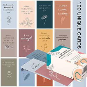 100 affirmation cards for women and men with 150+ thought-provoking questions, unique affirmation cards for stress relief, meditation and self care gift for women and men.