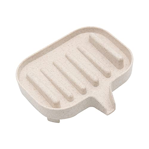 Sihuuu Soap Dish, Soap Saver Holder Soap Tray for Bathroom Shower Easy Cleaning, Dry, Stop Mushy Soap (Beige, Plastic)