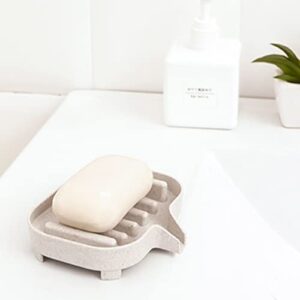 Sihuuu Soap Dish, Soap Saver Holder Soap Tray for Bathroom Shower Easy Cleaning, Dry, Stop Mushy Soap (Beige, Plastic)