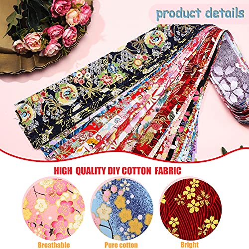 40 Pcs Japanese Jelly Cotton Fabric Patchwork Roll, 2.55 Inch Roll Up Cotton Fabric Quilting Strips, Jelly Fabric Patchwork Craft Cotton Fabric for Quilters and Sewing DIY Crafts (Japanese Style)