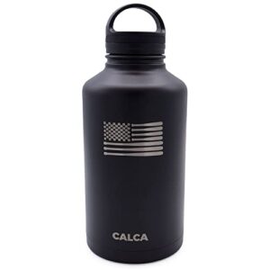 insulated water bottle with wide mouth lid stainless steel double wall vacuum hot/cold water bottle 64oz (picture)