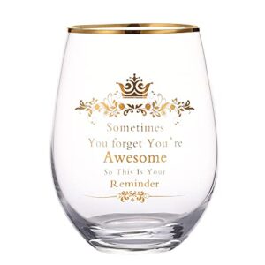 momrntail thank you gifts, funny inspirational birthday christmas gifts for women 15 ounce wine glasses water tumbler juice cup gifts sometimes you forget you’re awesome so this is your reminder