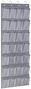 sleeping lamb 28 breathable mesh pockets over the door shoe rack hanging shoe organizer for closet shoe holder for men sneakers, women heels, with 4 metal hooks, grey