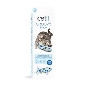 Catit Groovy Fish Interactive Cat Toy with Catnip, Blue