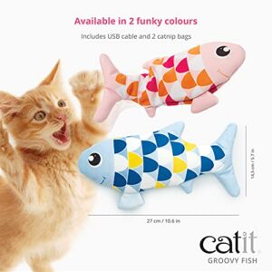 Catit Groovy Fish Interactive Cat Toy with Catnip, Blue