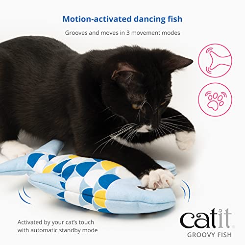 Catit Groovy Fish Interactive Cat Toy with Catnip, Blue