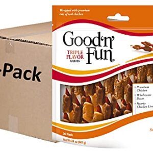 Good'n'Fun Triple Flavored Rawhide Kabobs for Dogs, 24 oz | 36 Count (P-94187)- 2 Pack