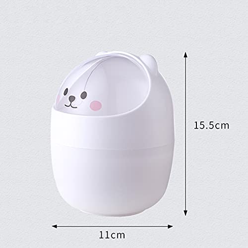 D-GROEE Mini Trash Can with Lid, Waste Bin Mini Multifunctional Reusable Desktop Lovely Cartoon Garbage Storage Basket for Indoor Grey