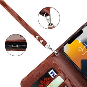 Bocasal Detachable Wallet Case for iPhone 13 RFID Blocking Card Slots Holder Premium PU Leather Magnetic Kickstand Shockproof Wrist Strap Removable Flip Protective Cover 5G 6.1 inch (Brown)