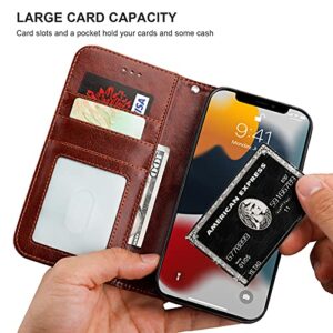 Bocasal Detachable Wallet Case for iPhone 13 RFID Blocking Card Slots Holder Premium PU Leather Magnetic Kickstand Shockproof Wrist Strap Removable Flip Protective Cover 5G 6.1 inch (Brown)