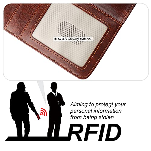 Bocasal Detachable Wallet Case for iPhone 13 RFID Blocking Card Slots Holder Premium PU Leather Magnetic Kickstand Shockproof Wrist Strap Removable Flip Protective Cover 5G 6.1 inch (Brown)