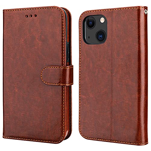 Bocasal Detachable Wallet Case for iPhone 13 RFID Blocking Card Slots Holder Premium PU Leather Magnetic Kickstand Shockproof Wrist Strap Removable Flip Protective Cover 5G 6.1 inch (Brown)