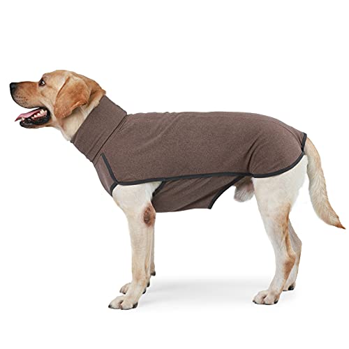 HEYWEAN Dog Fleece Sweater Soft Thickening Warm Pet Shirt Winter Dog Coat Pullover Design and Sleeveless Cloth for Puppy (Coffee, S)