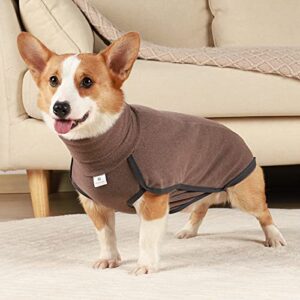 HEYWEAN Dog Fleece Sweater Soft Thickening Warm Pet Shirt Winter Dog Coat Pullover Design and Sleeveless Cloth for Puppy (Coffee, S)