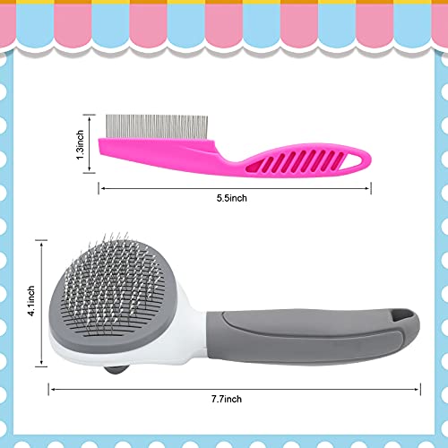 Cat Brush for Shedding and Grooming, Pet Self Cleaning Slicker Brush with Cat Hair Comb by KALAMANDA