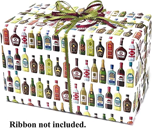 Stesha Party Beer Bottles Wrapping Paper Gift Wrap Men - Folded Flat 30 x 20 Inch - 3 Sheets