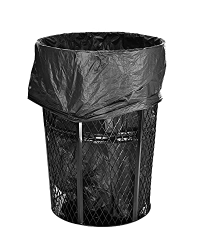 Alpine 48 Gallon Outdoor Trash Can - Commercial Stainless Steel Round Waste Receptacle for Parks, Walking Trails, Office Buildings, Restaurants, Schools, and More(Black Mesh)