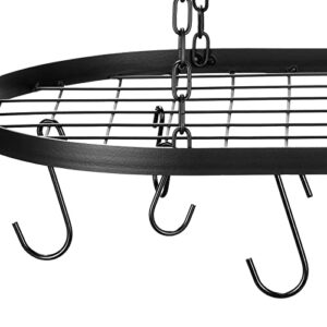 20 Inch Pots and Pans Organizer Hanging Pot Rack Pot and Pan Organizer with 20 S Hooks for Home, Restaurant, Kitchen Cookware, Utensils, Books, Household (Black)