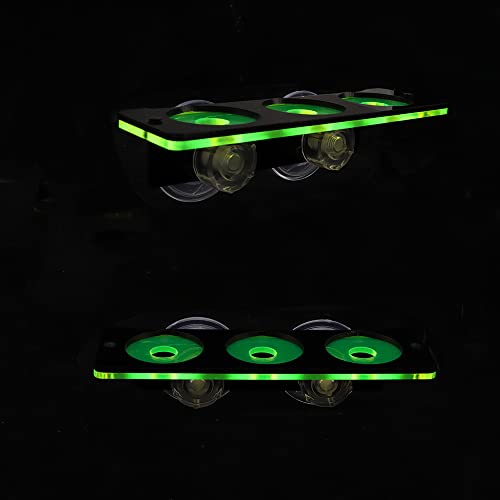 Fluorescent Green Coral Frag Holder Acrylic Coral Rack with Powerful Double Suction Cup Placstic Screws Suitable for Household Fish Tanks (3 Plug Holes)