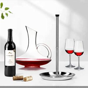 Drincarier Wine Decanter Drying Stand with Silicone Head to Prevent Scratches-Detachable Shelf Decanter Rack Holder with Drip Catching Base, Decanter and Wine Glass NOT Included (Water Plate Type)…