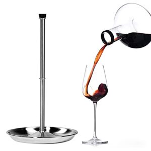 Drincarier Wine Decanter Drying Stand with Silicone Head to Prevent Scratches-Detachable Shelf Decanter Rack Holder with Drip Catching Base, Decanter and Wine Glass NOT Included (Water Plate Type)…