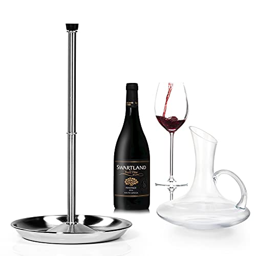 Drincarier Wine Decanter Drying Stand with Silicone Head to Prevent Scratches-Detachable Shelf Decanter Rack Holder with Drip Catching Base, Decanter and Wine Glass NOT Included (Water Plate Type)…