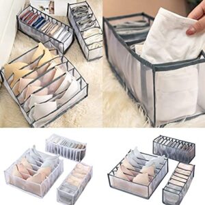 CHLD Underwear Drawer Organizer Set- Foldable Underwear Storage Divider Boxes for Clothes, Socks, Underwear and Bras (Grey)