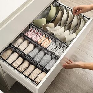 CHLD Underwear Drawer Organizer Set- Foldable Underwear Storage Divider Boxes for Clothes, Socks, Underwear and Bras (Grey)