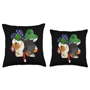 Old English Sheepdogs Owner Gift St Patricks Day Irish American Flag Old English Sheepdog Dog Throw Pillow, 18x18, Multicolor