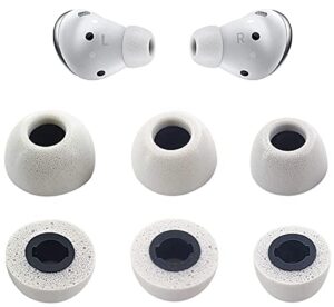 jnsa memory foam tips replacement for samsung galaxy buds pro, no silicone eartips pain, anti-slip replacement foam eartips, fit in the case, reducing noise earbuds, 3 pairs (3 sizes s/m/l, gray)