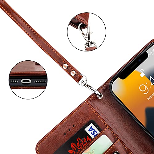 Bocasal Detachable Wallet Case for iPhone 13 Pro Max RFID Blocking Card Slots Holder Premium PU Leather Magnetic Kickstand Shockproof Wrist Strap Removable Flip Protective Cover 5G 6.7 inch (Brown)