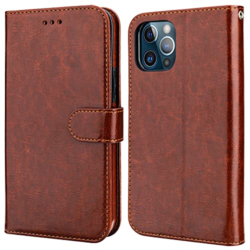 Bocasal Detachable Wallet Case for iPhone 13 Pro Max RFID Blocking Card Slots Holder Premium PU Leather Magnetic Kickstand Shockproof Wrist Strap Removable Flip Protective Cover 5G 6.7 inch (Brown)