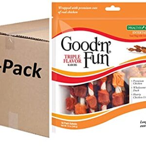 Good'n'Fun Triple Flavored Rawhide Kabobs for Dogs, 12 Oz (3 Pack)